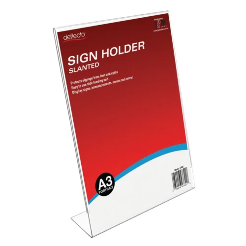Deflecto Sign Menu Holder A3 Slanted Portrait | Black Cat Printing ...
