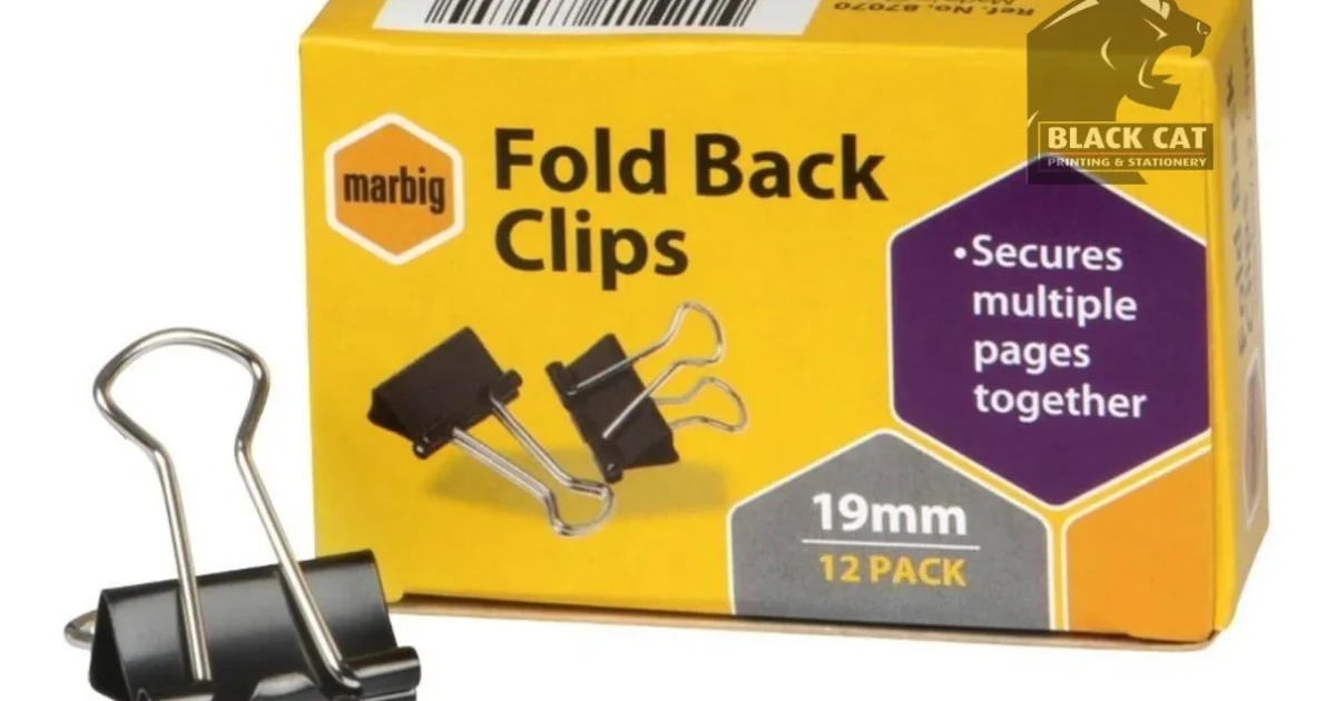 Marbig 19 mm Foldback Clips – Box of 12 | Black Cat Printing & Stationery