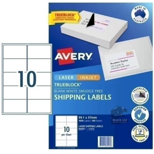 Avery L7173 Shipping Labels 99.1 × 57 mm – Pack of 1,000 | Black Cat ...