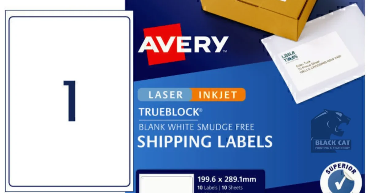 Avery 1-Up Full-Sheet Labels 199.6 × 289.1 mm – Pack of 10 | Black Cat ...