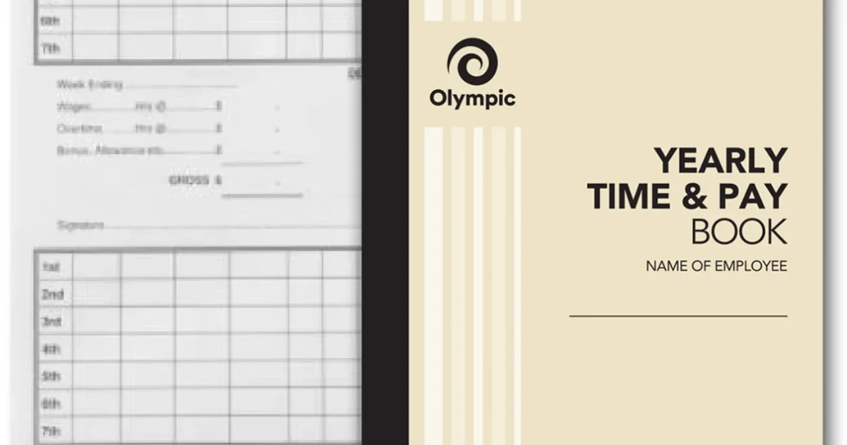Olympic Yearly Time & Pay Book A5 – 32 Pages | Black Cat Printing ...