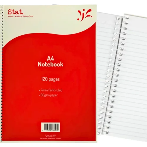 Stat A4 Red Board Notebook – 120 Feint‑Ruled Pages | Black Cat Printing ...