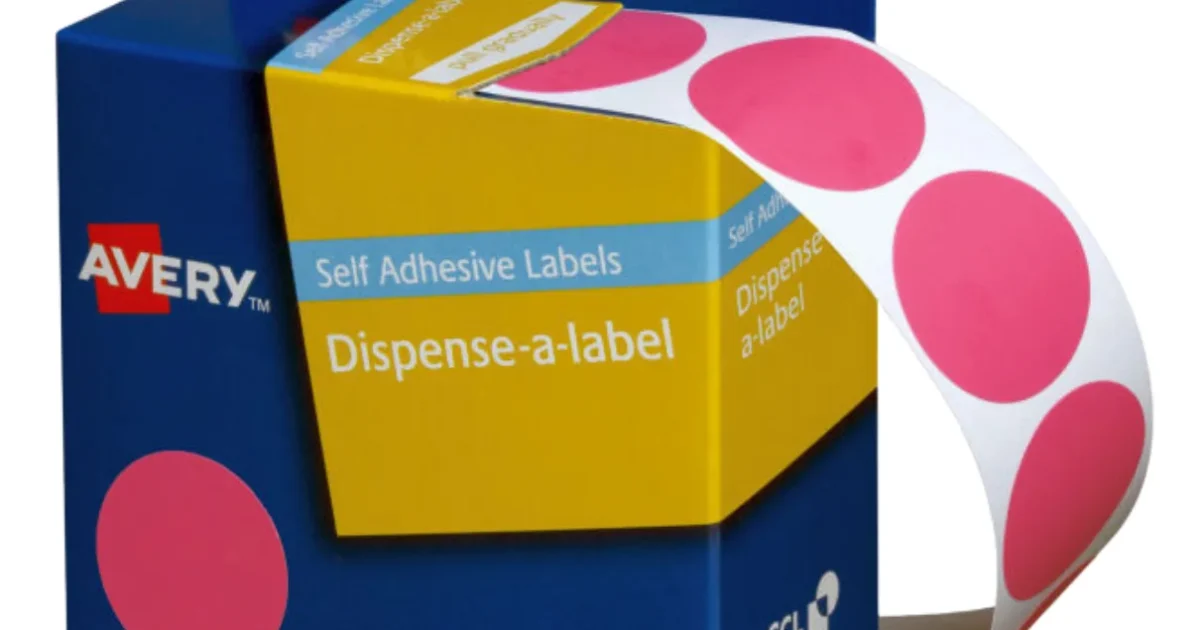 Avery Dispenser Labels (Pink Dot) 24mm | Black Cat Printing & Stationery