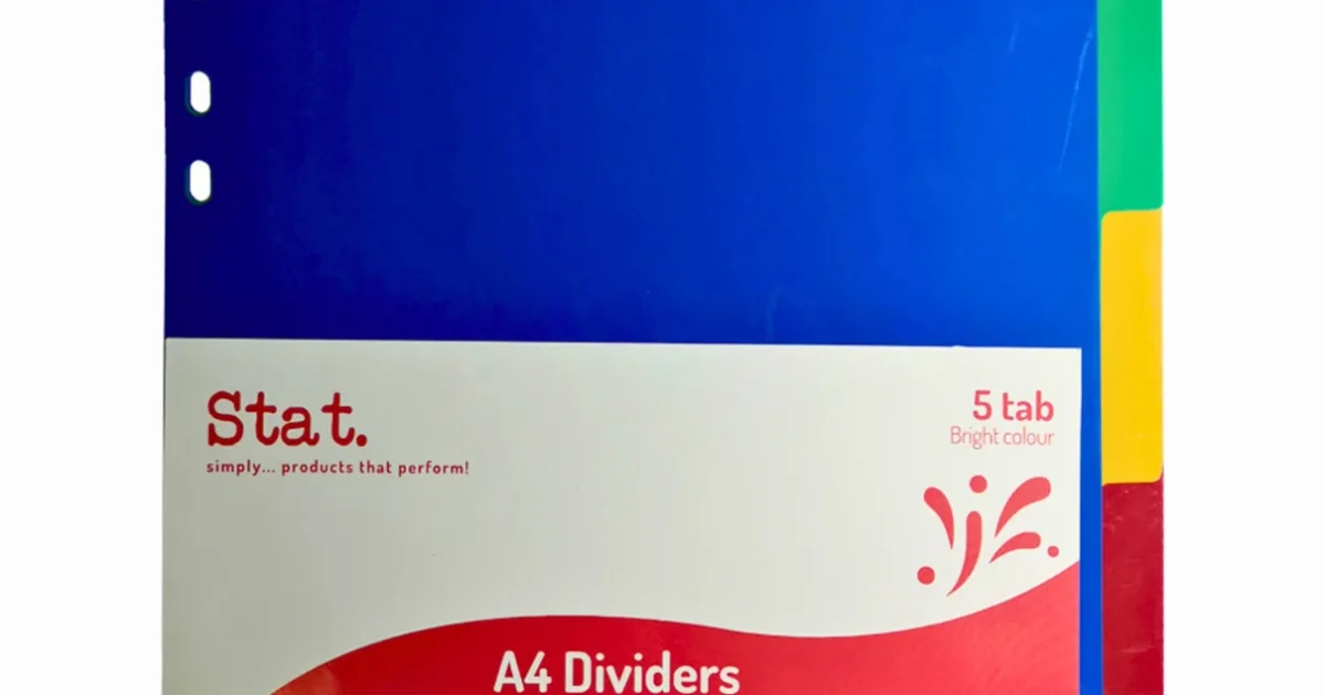 Stat A4 Colours PP Dividers – 5 Tab (47124) | Black Cat Printing ...
