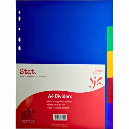 Stat A4 Colours PP Dividers – 5 Tab (47124) | Black Cat Printing ...